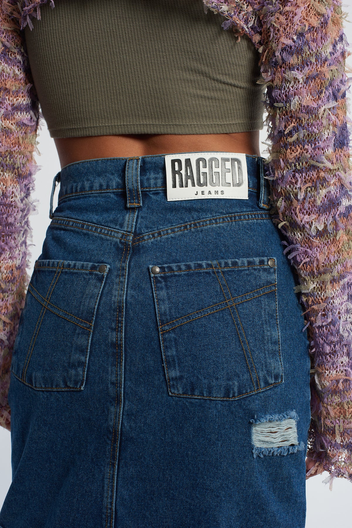 Shredder Distressed Denim Maxi Skirt – The Ragged Priest