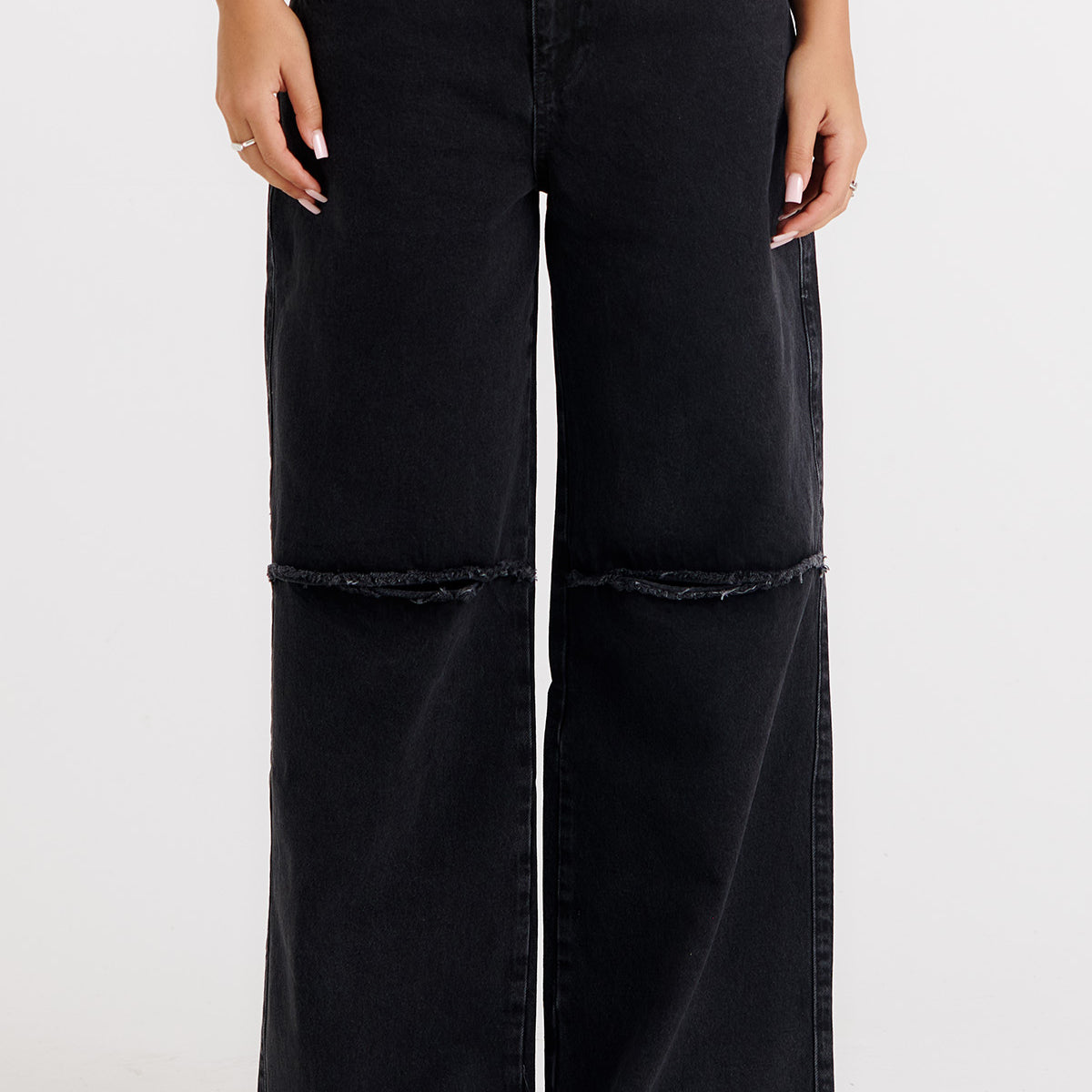 Black Knee Split Release Jeans – The Ragged Priest